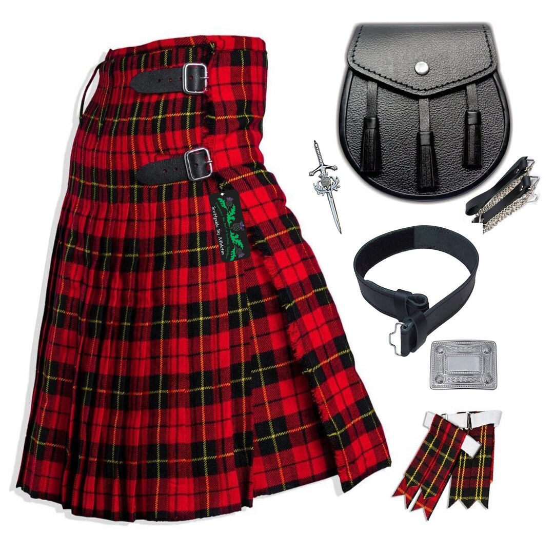 Wallace Tartan Kilt Attire 5 Yards of Acrylic Wool Affordable Scottish ...