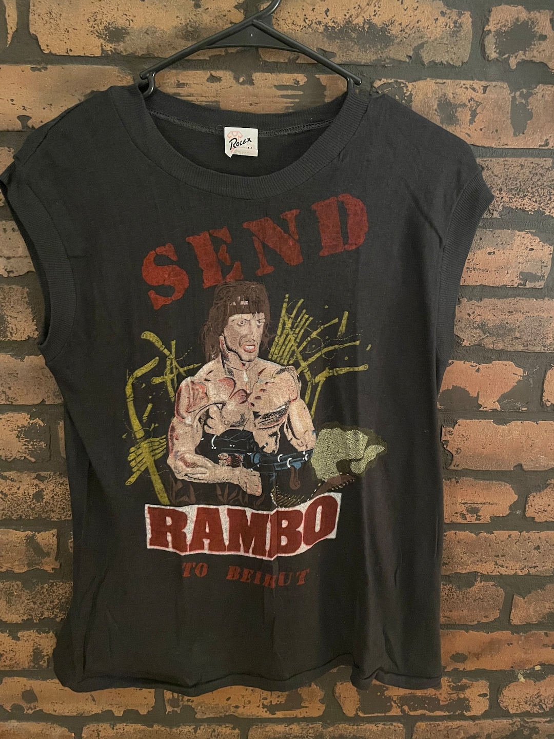 Vintage Rambo T-shirt Tee 80s Beirut War First Blood Authentic Army ...