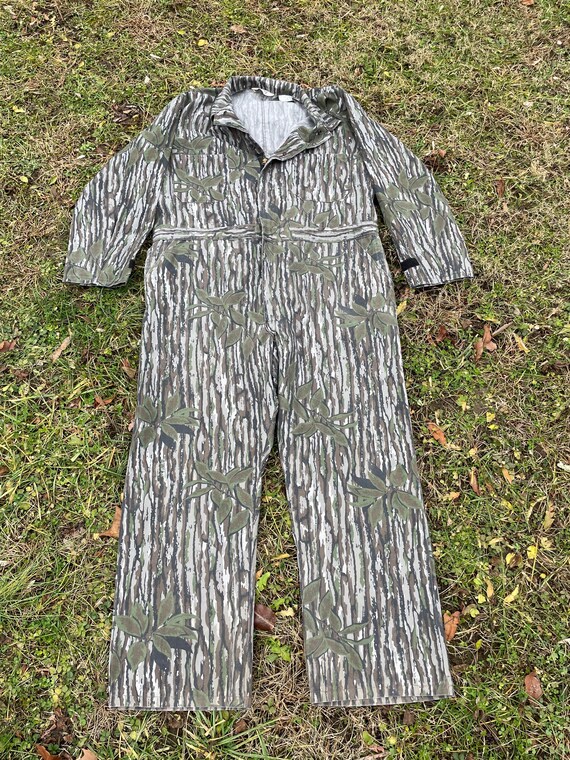 Vintage 70s WALLS Realtree Tree Bark Camo Coveralls U… - Gem