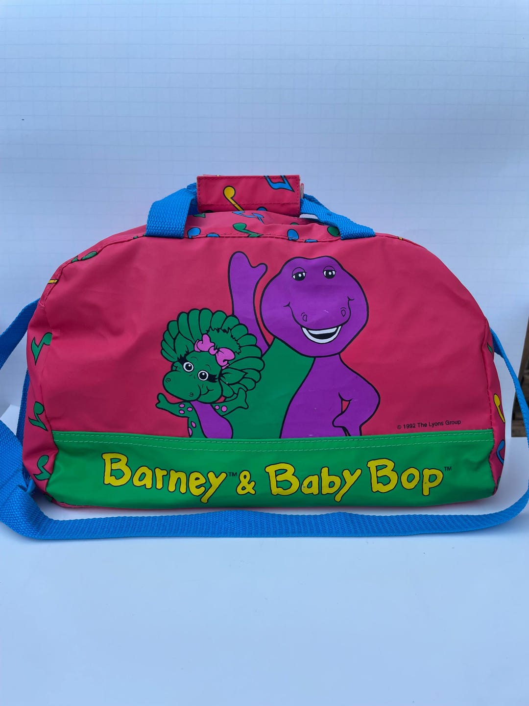 Vintage 1992 BARNEY & BABY BOP Vinyl Overnight Tote Bag Carry on ...
