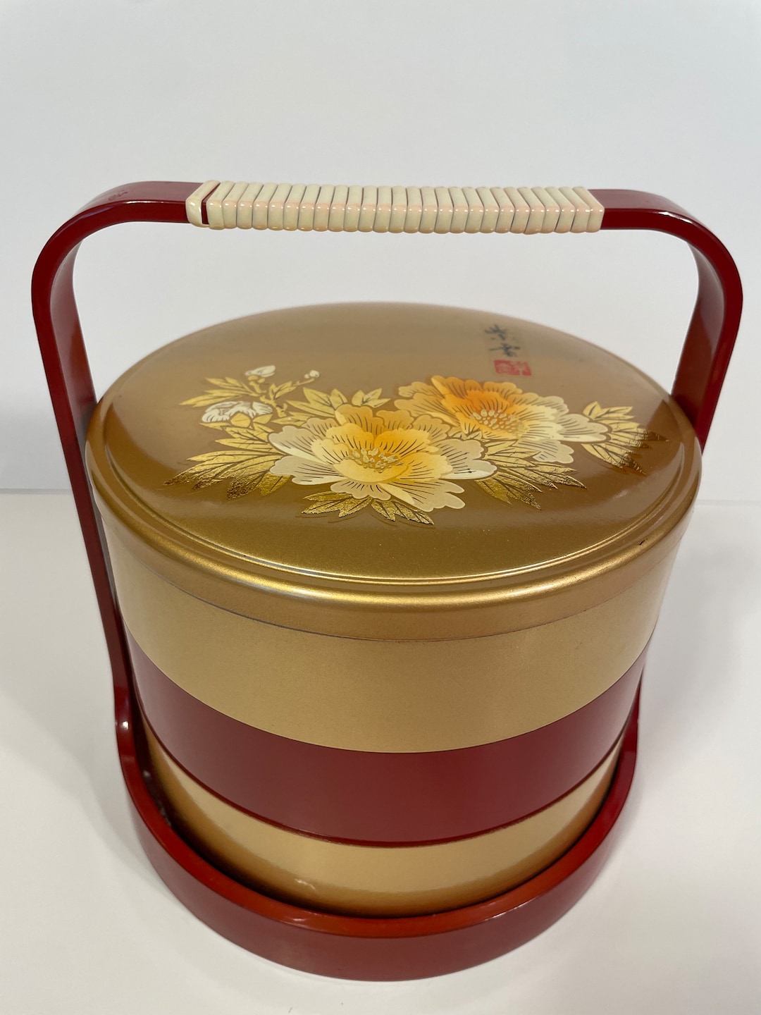 Vintage Vintage Japanese Bento Lunch Box 3-tier Stacking Bowls Travel ...