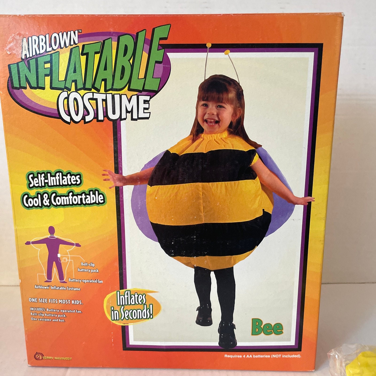Vintage Gemmy Halloween Costume Bee Inflatable Air Blown New Open Box ...