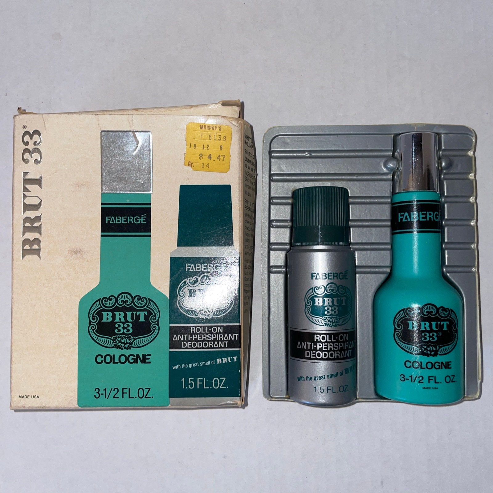 Vintage BRUT 33 Cologne and Deodorant Faberge 1970s Sold at Murphys ...