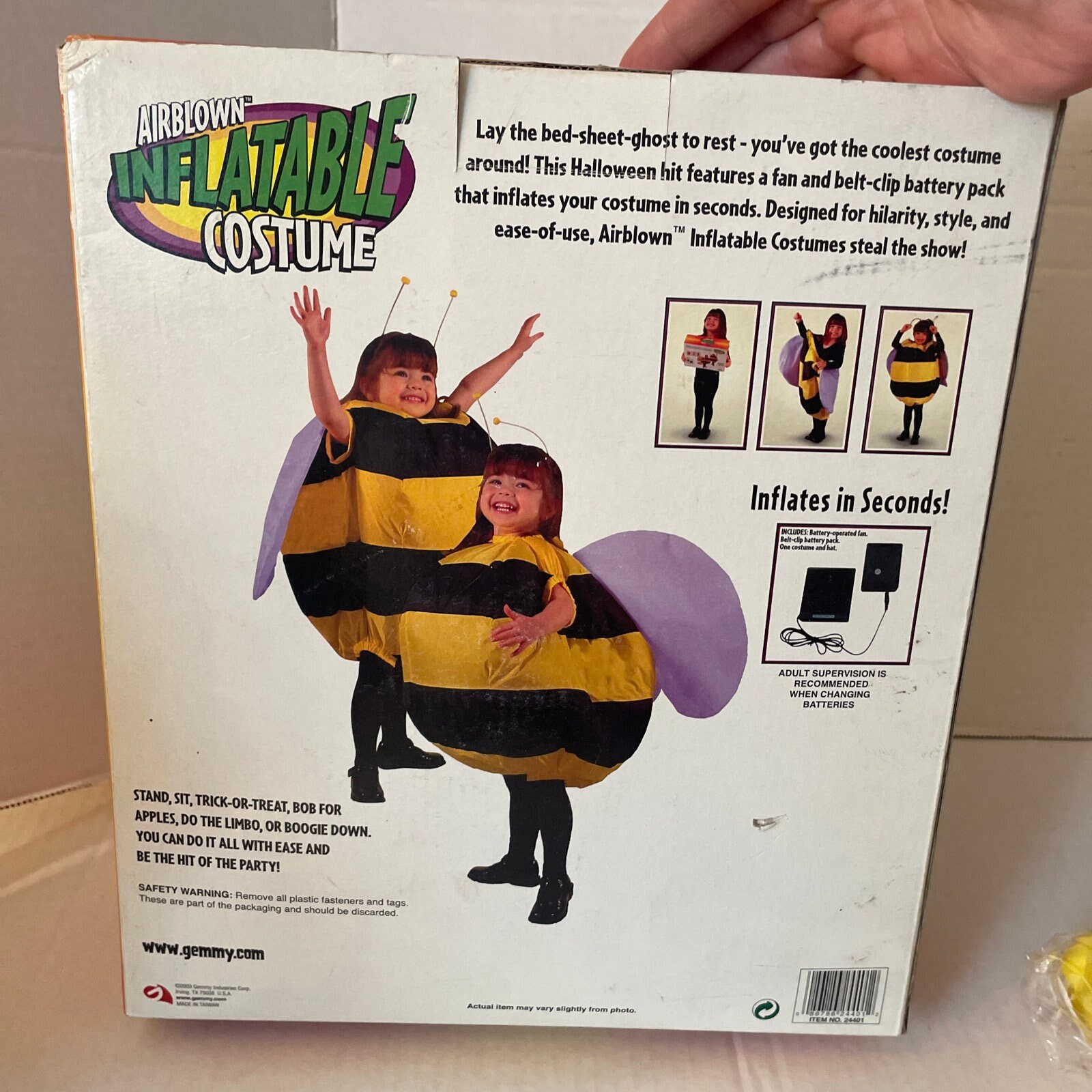 Vintage Gemmy Halloween Costume Bee Inflatable Air Blown New Open Box ...