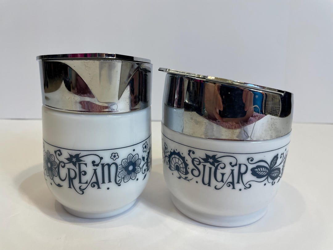 Vintage MCM Gemco Cream Sugar Set Milk Glass MCM Starburst Mod Retro ...
