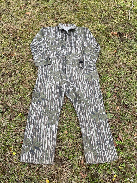 Vintage 70s WALLS Realtree Tree Bark Camo Coveralls U… - Gem