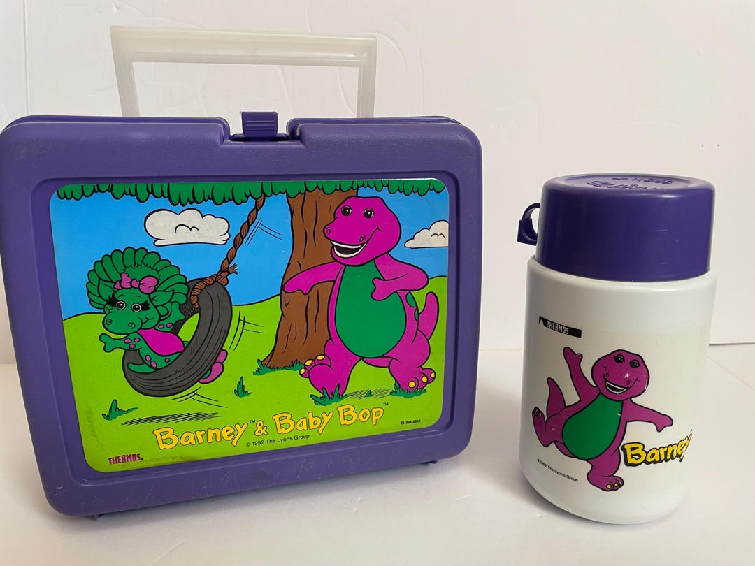 Vintage Barney & Baby Bop Purple Lunch Box With Thermos Dated 1992 90s ...