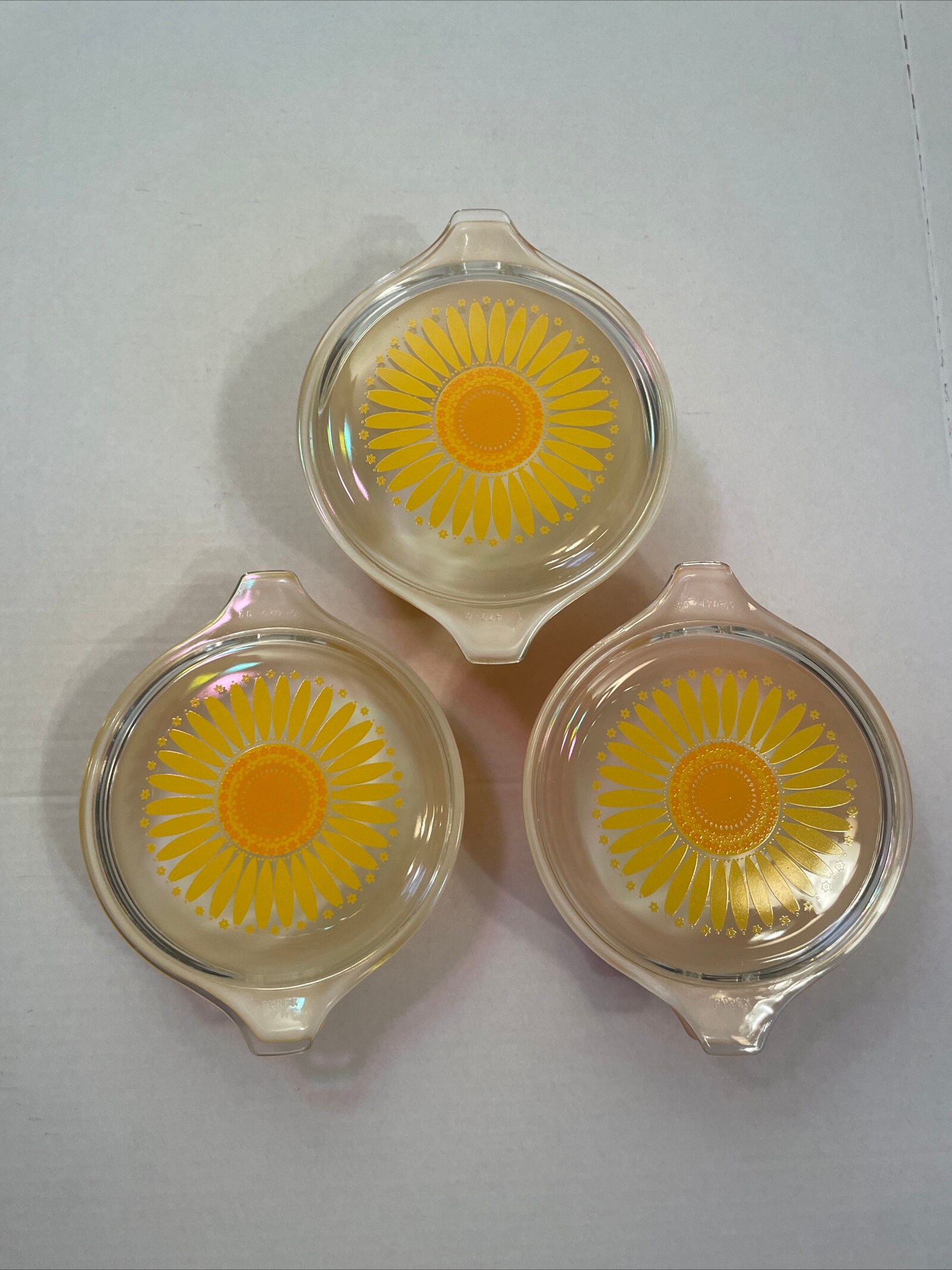 Vintage Pyrex Daisy Sunflower Casserole Dishes Bowls Glass Lids 1968 ...