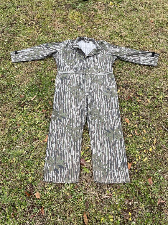 Vintage 70s WALLS Realtree Tree Bark Camo Coveralls U… - Gem