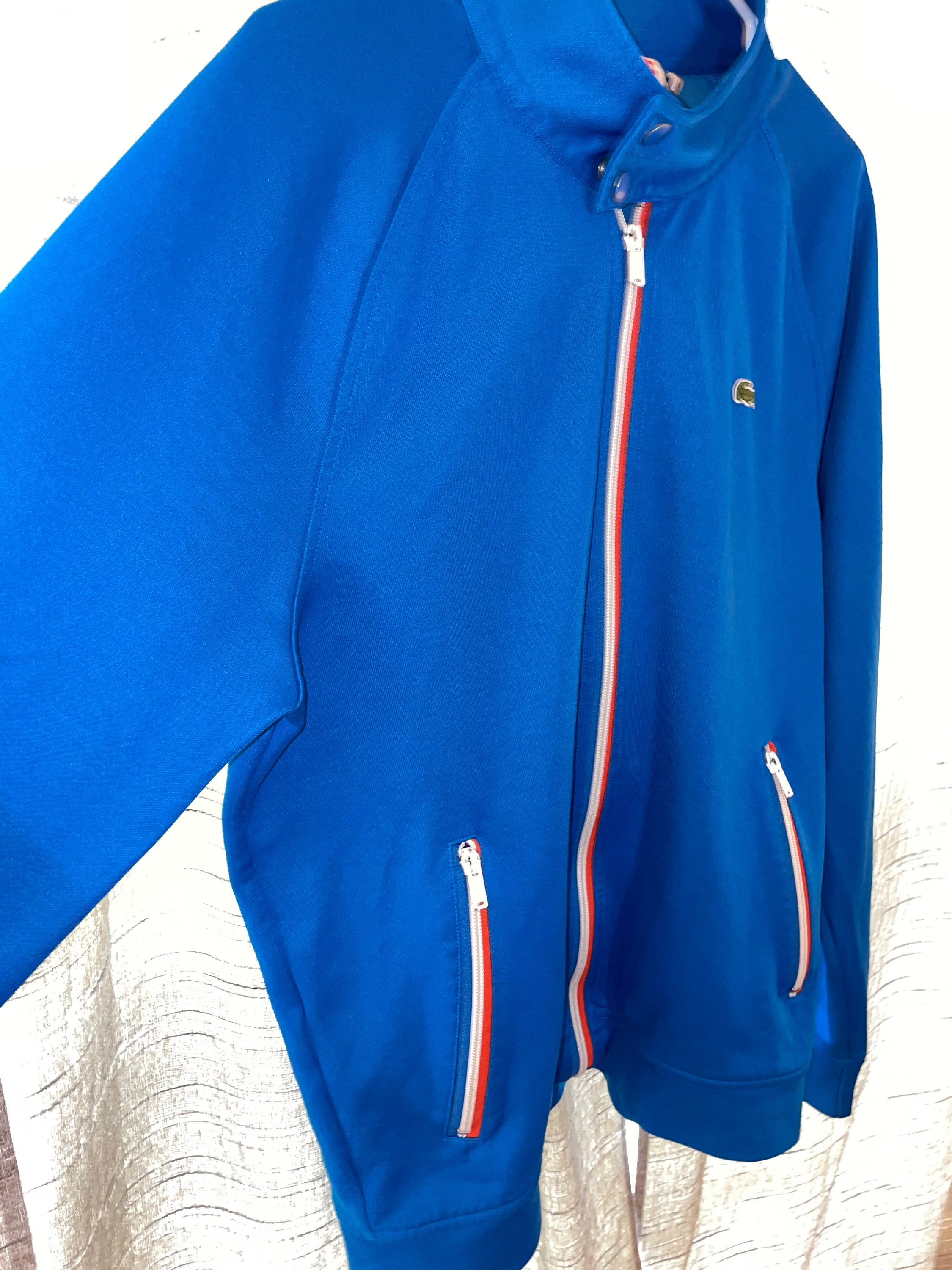 Vintage Lacoste Live Jacket Full Zip Striped Blue Logo Size Vintage Lacoste Live Jacket Full Zip Striped Blue Logo Size