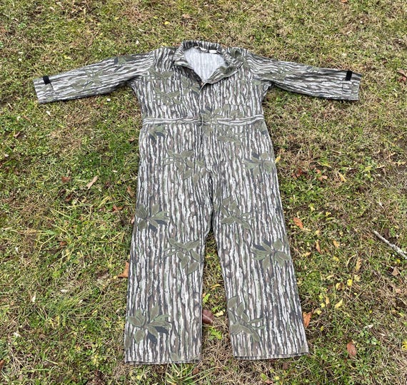 Vintage 70s WALLS Realtree Tree Bark Camo Coveralls U… - Gem