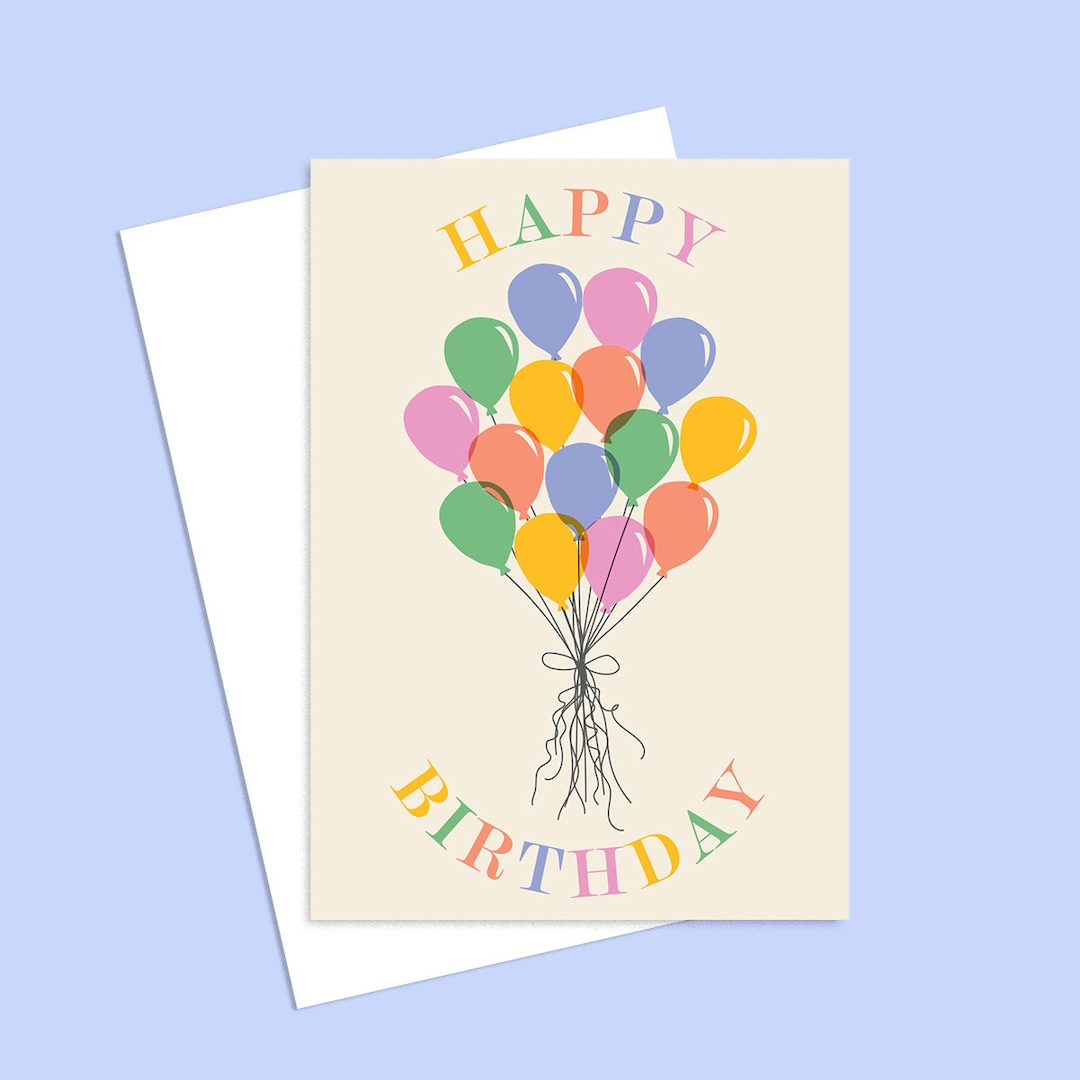 Happy Birthday Balloon Greeting Card - Designed & Made in Melbourne - Etsy