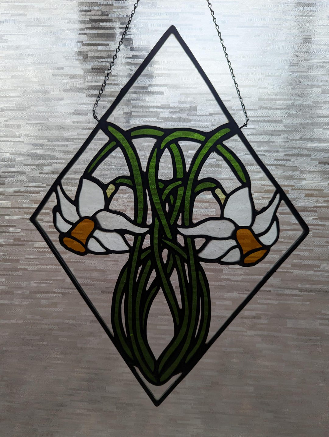 Stained Glass Daffodils Panel - Art Nouveau Style - Etsy