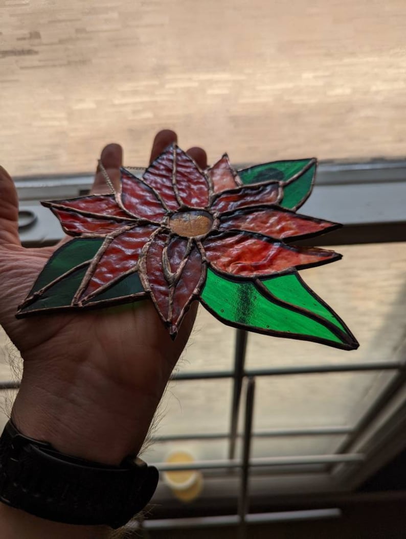 Stained Glass Poinsettia - Etsy