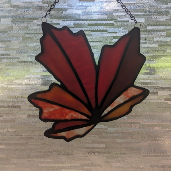 Stained Glass Red Maple Leaf - Etsy