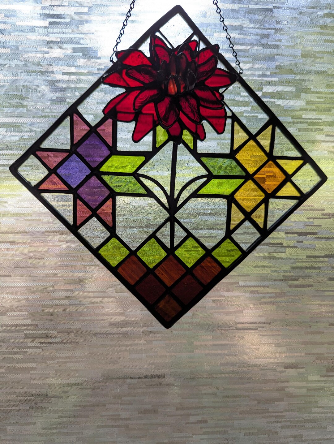 Stained Glass 3D Barn Quilt Panel With Flowers - Etsy