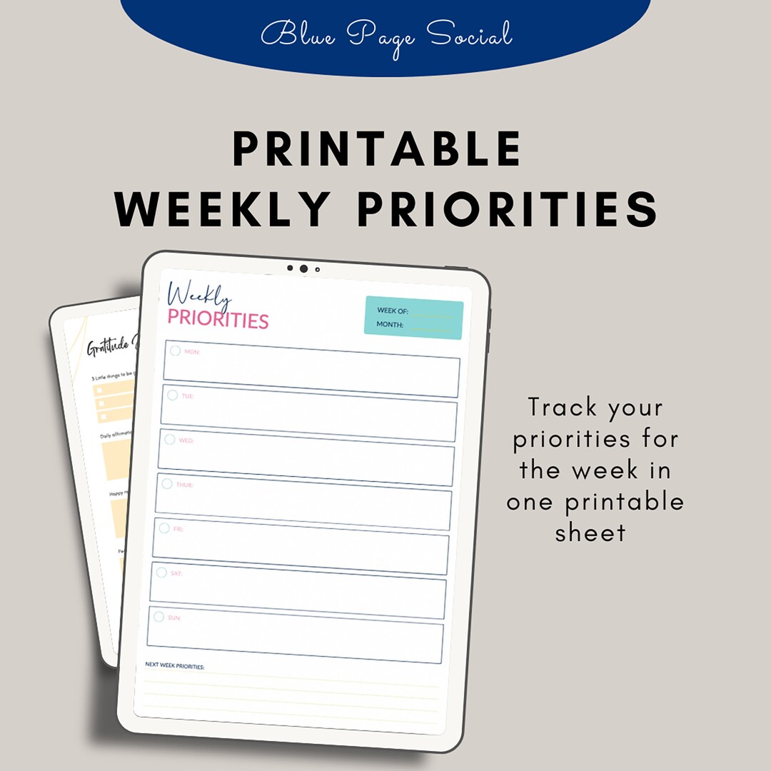 Printable Weekly Priorities Sheet - Etsy