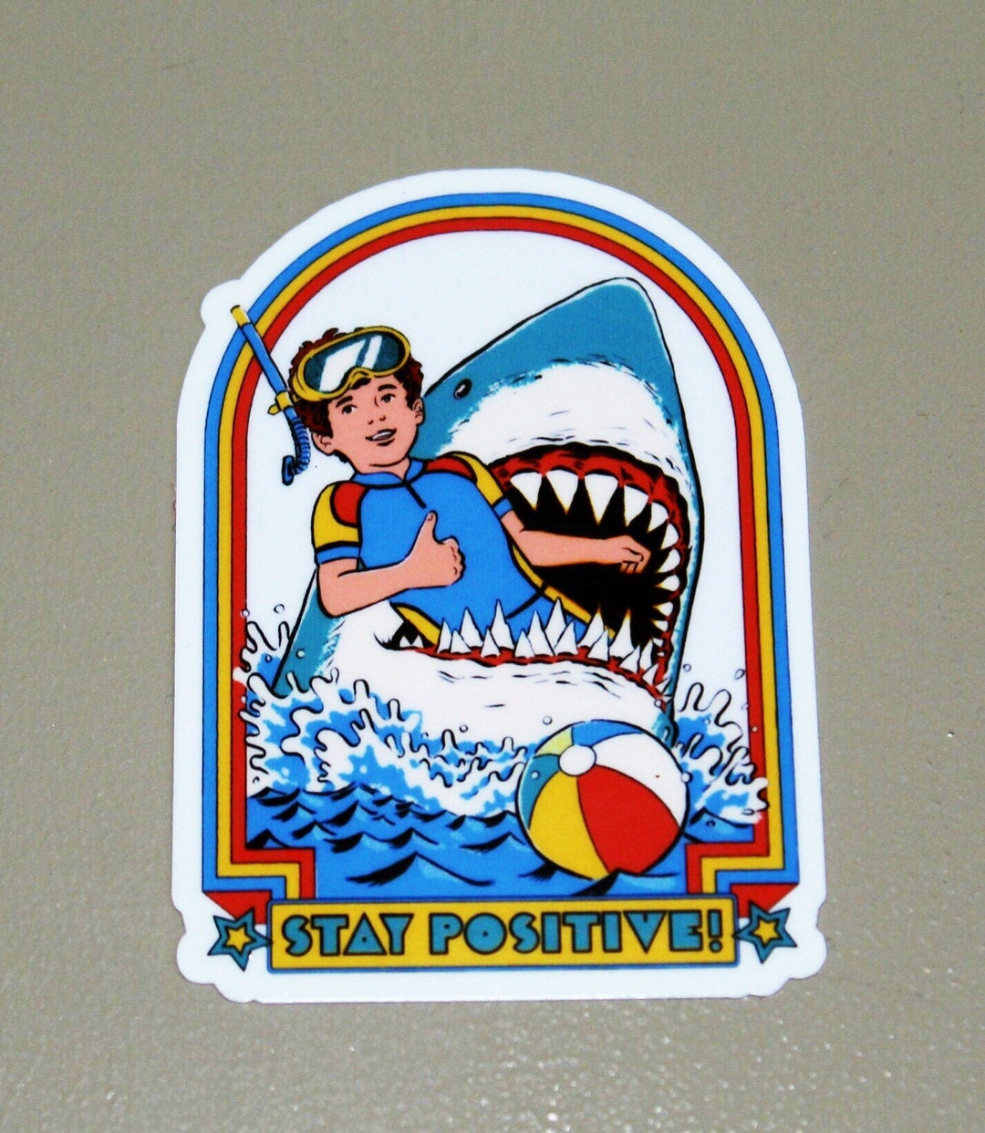 Positive Vintage Sticker Funny Vinyl Sticker Shark Sticker - Etsy