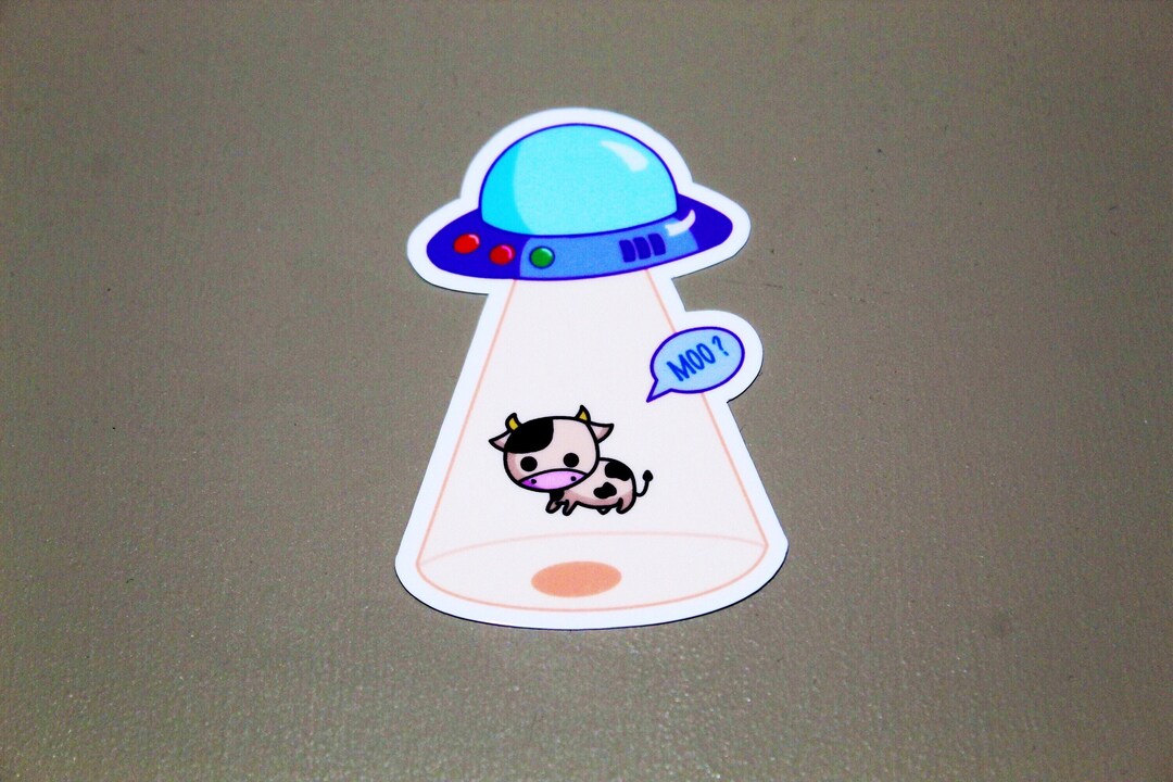Cow Alien Sticker, Funny Vinyl Sticker, PREMIUM Quality, Laminated ...