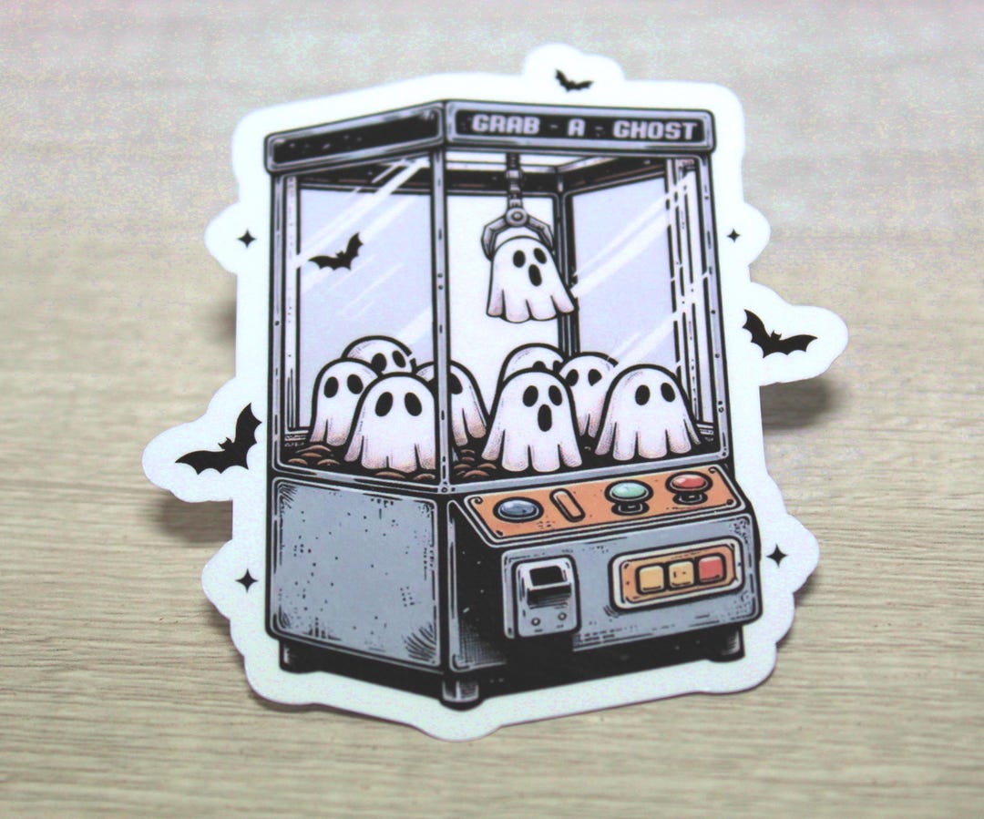 Retro Arcade Halloween Sticker, Funny Sticker, Retro Ghost Sticker ...