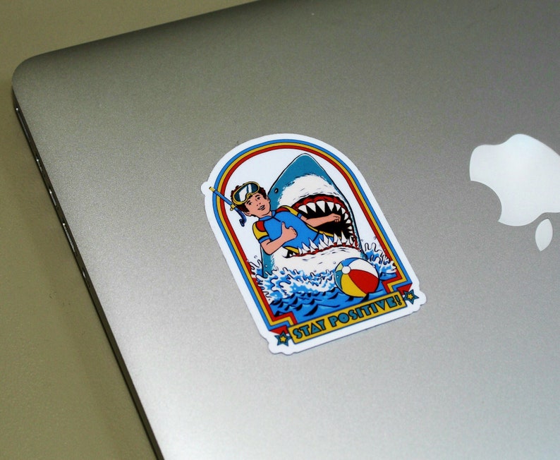 Positive Vintage Sticker Funny Vinyl Sticker Shark Sticker - Etsy