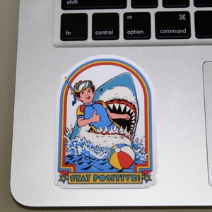 Positive Vintage Sticker, Funny Vinyl Sticker, Shark Sticker (also ...