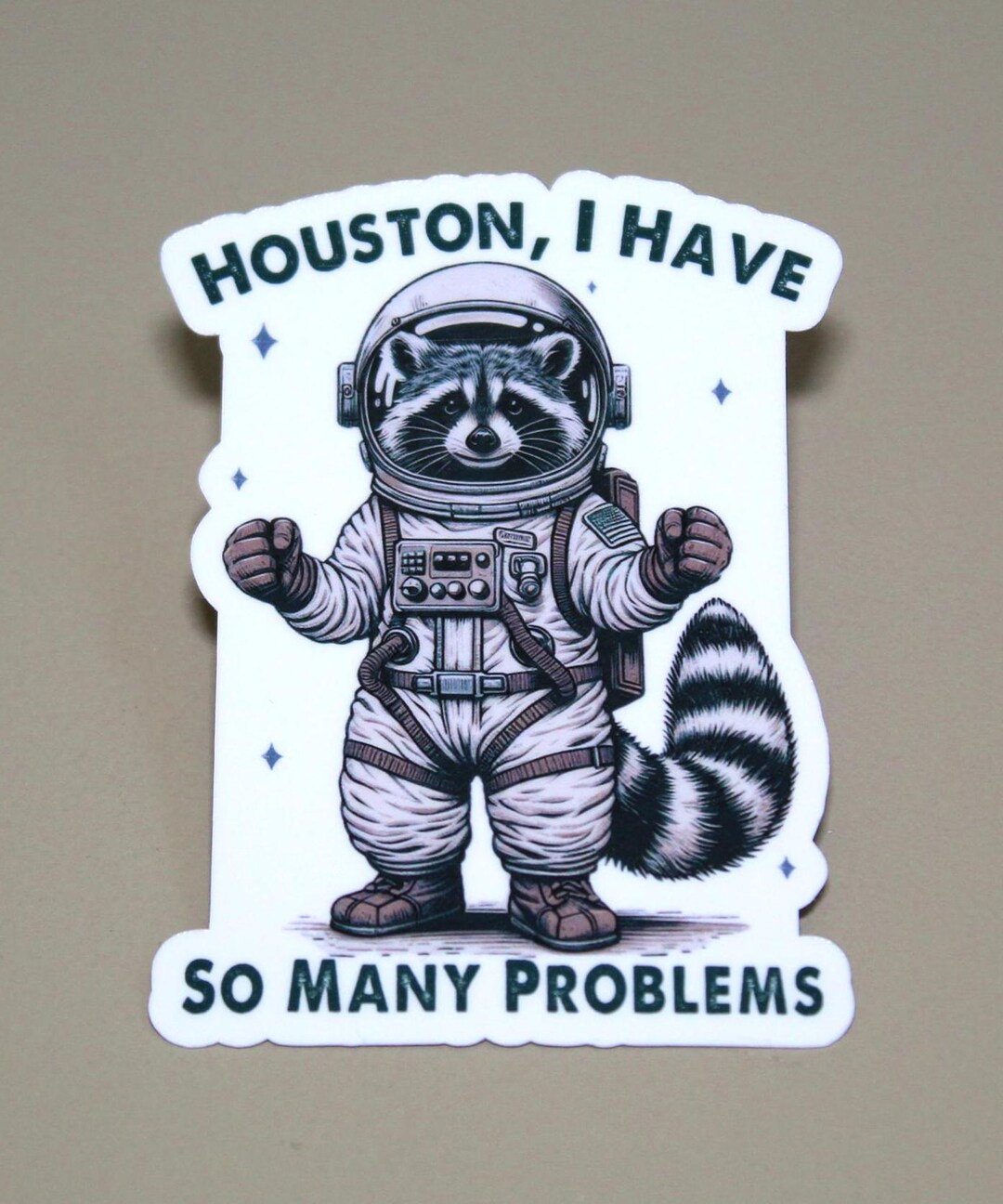 Houston I Have so Many Problems Sticker, Funny Racoon Sticker, Funny ...