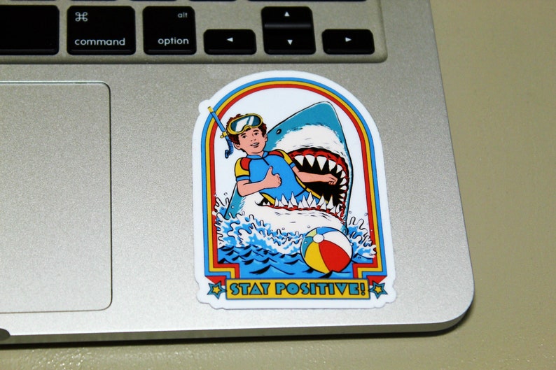 Positive Vintage Sticker Funny Vinyl Sticker Shark Sticker - Etsy