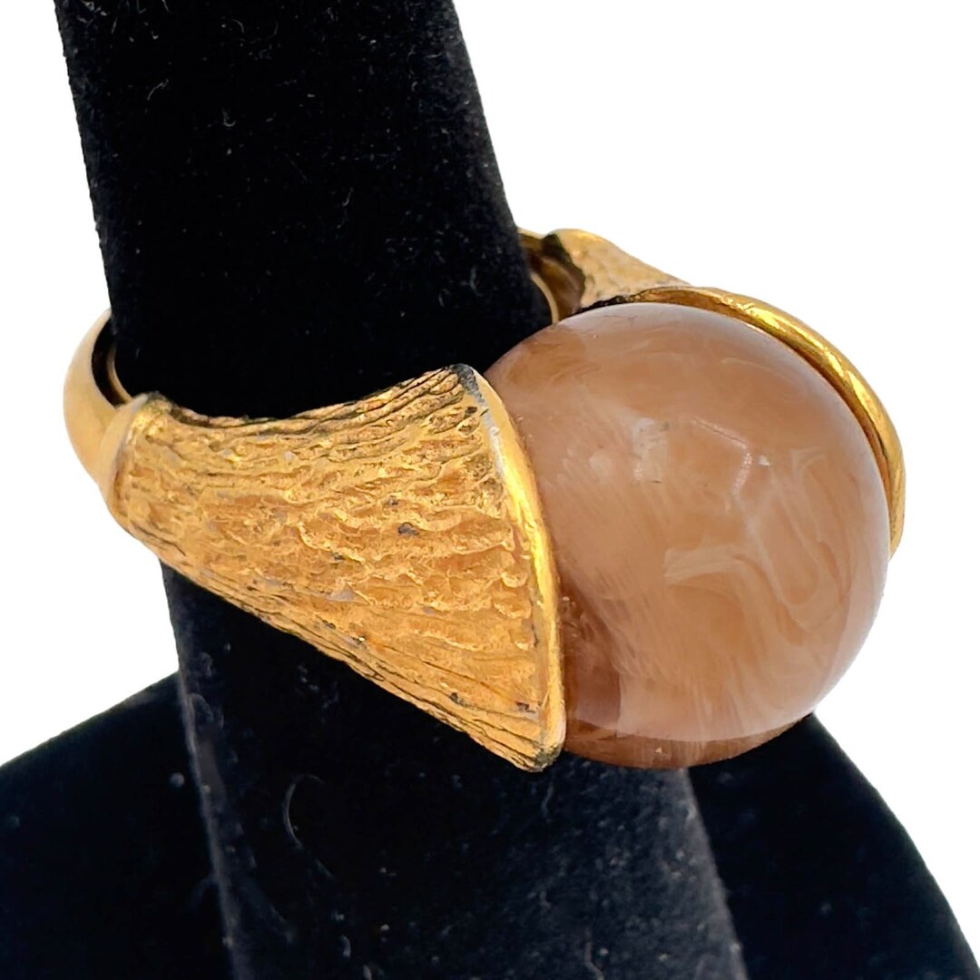 1960s Jewels by Trifari Cocktail Statement Ring Gold Tone Tension Set ...