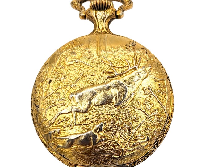 Cycle Pocket Watch 17 Jewel Swiss Made Mechanical With Hunting Scene ...