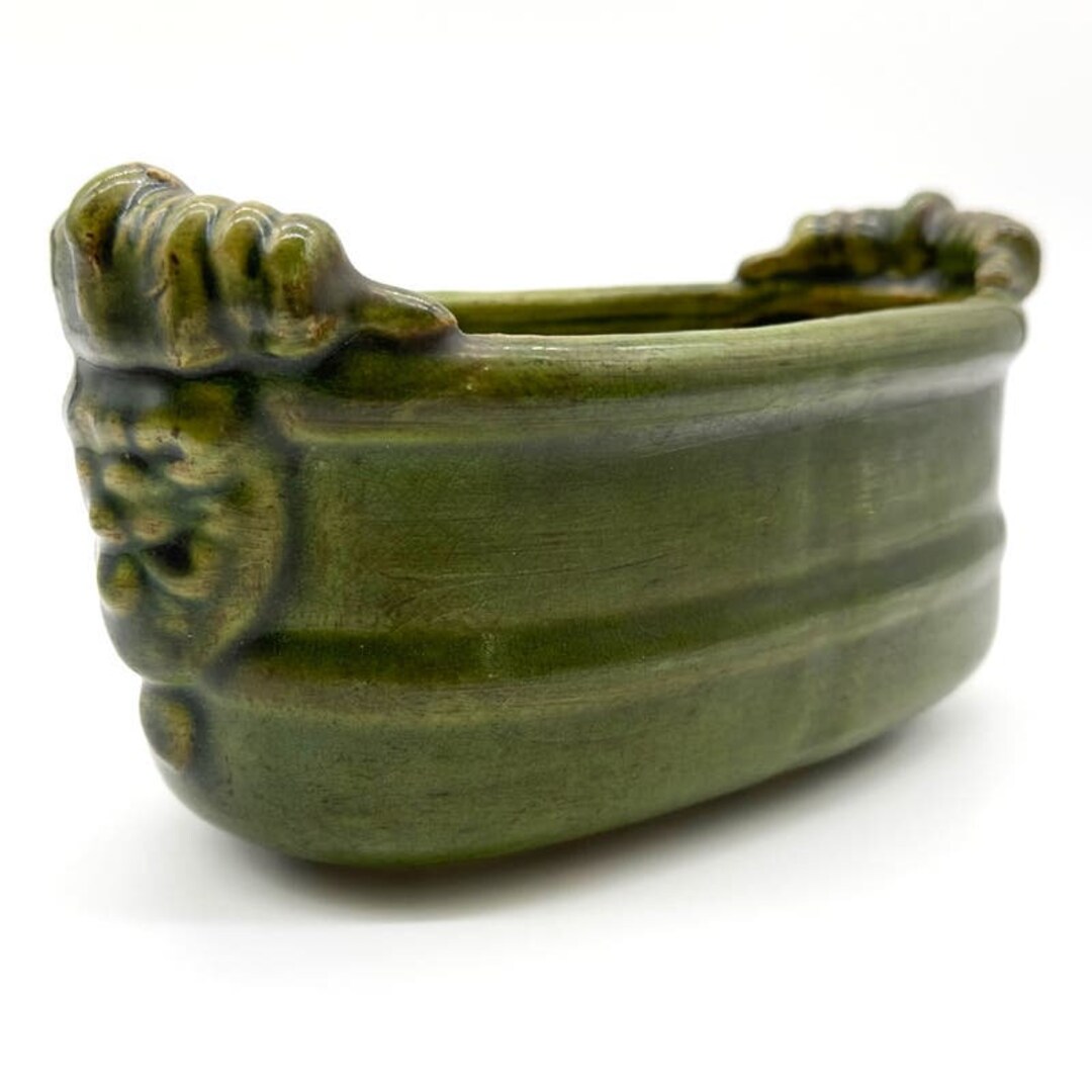 Vintage Olive Green Planter Yellow Ware Oblong With Lions Head ...