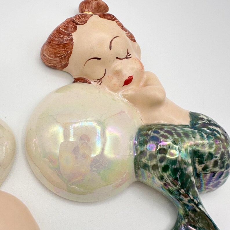Set of Two Mermaid Wall Plaques Water Babies With Bubbles - Etsy