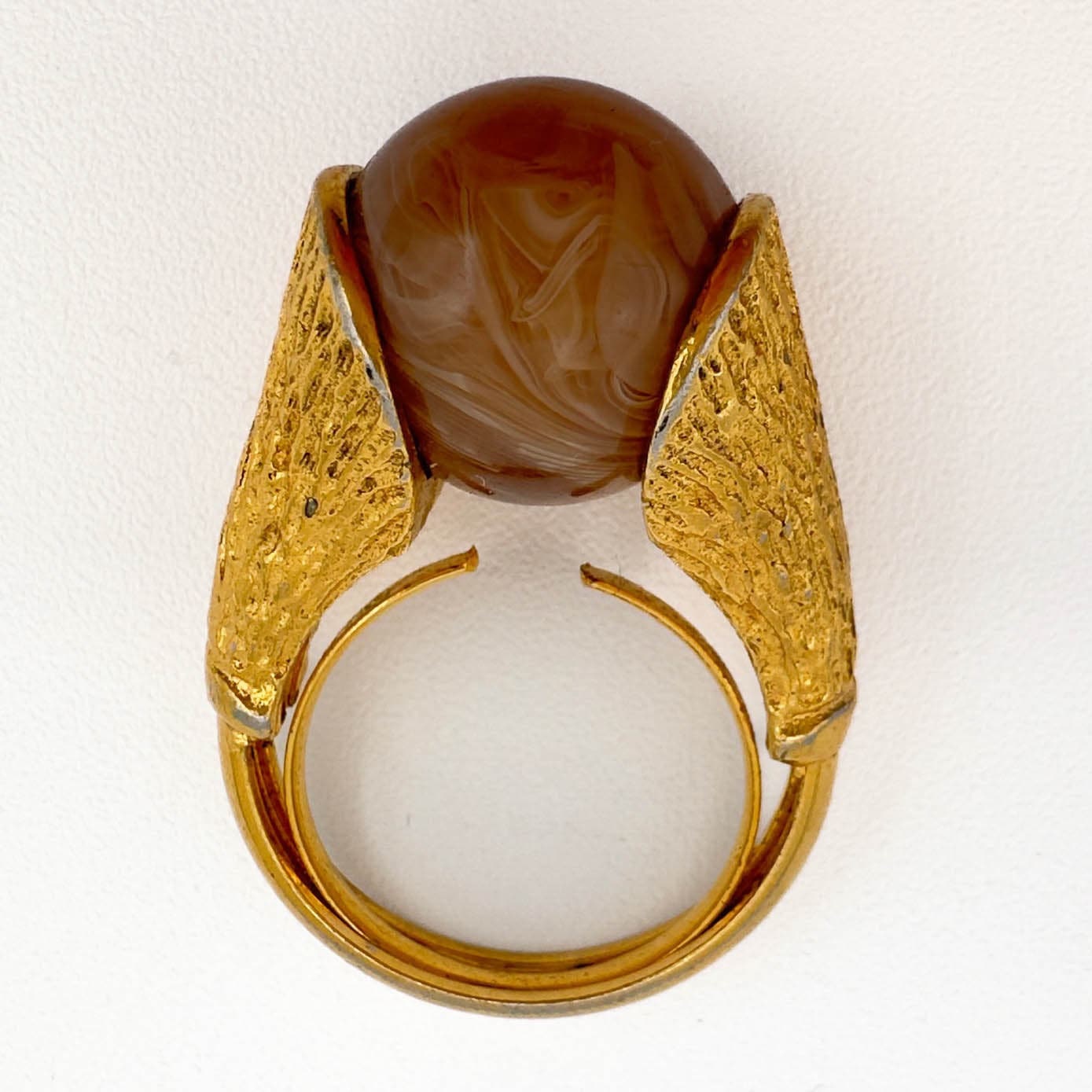 1960s Jewels by Trifari Cocktail Statement Ring Gold Tone Tension Set ...