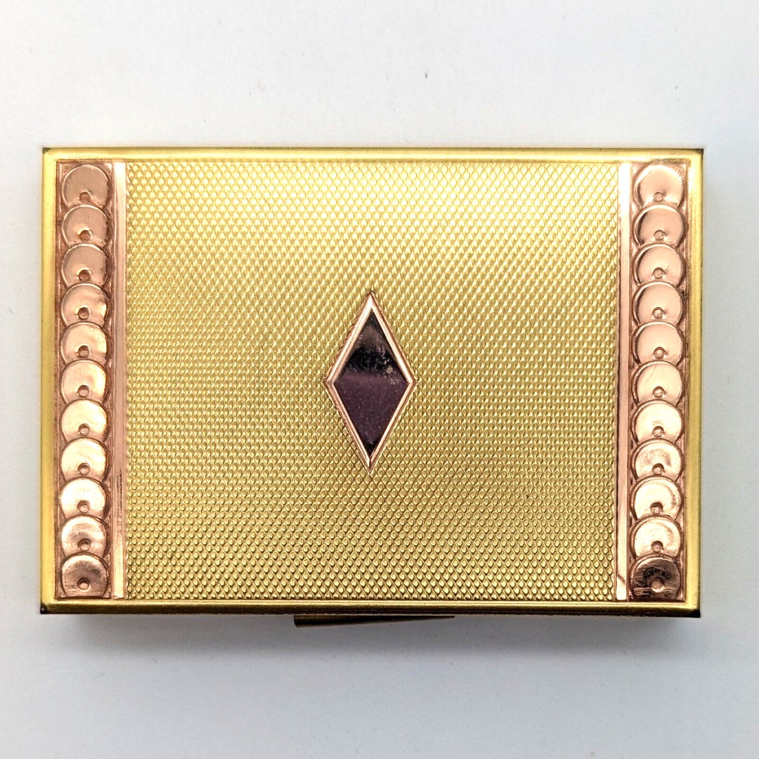 Vintage Evans Two-tone Loose Powder Compact Yellow Rose Gold Tone W ...