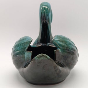 Blue Mountain Pottery Swan Planter Drip Glaze Blue Green Black Redware ...