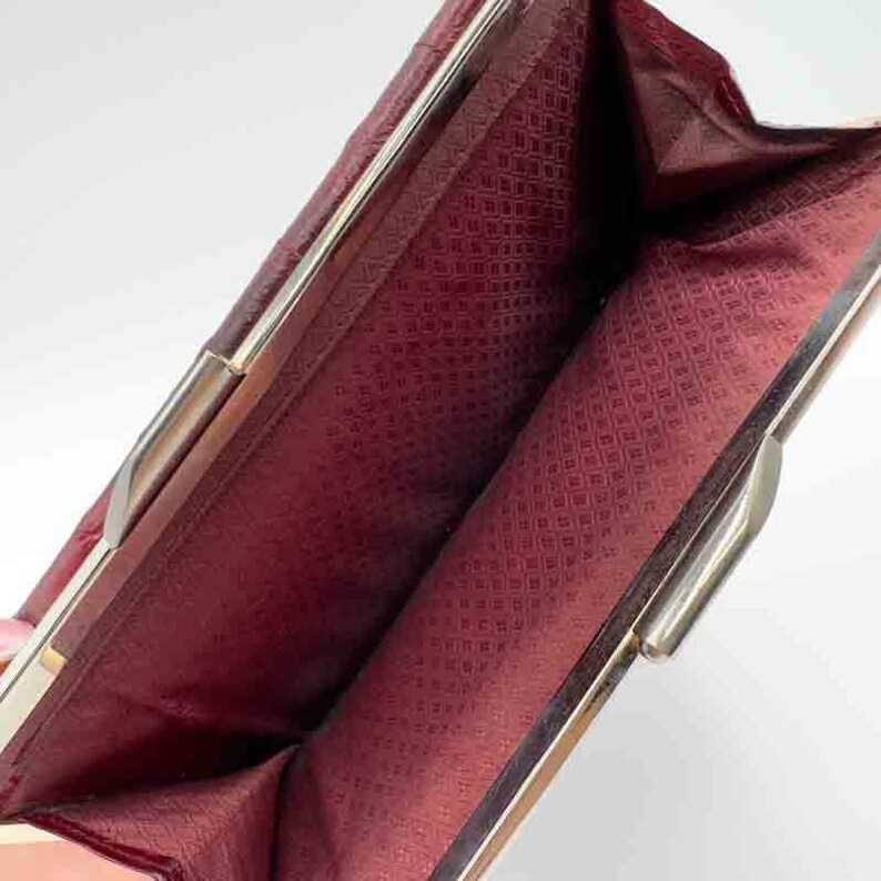 Vintage Eel Skin Wallet 80s Burgundy Korean Trifold Checkbook CC Coin ...