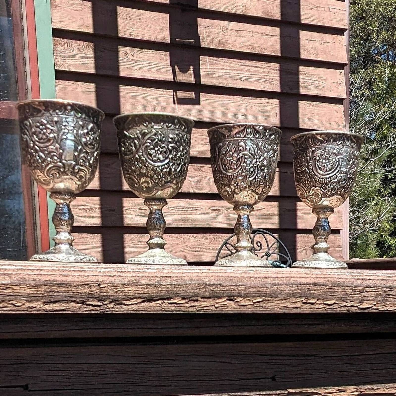 Four Vintage Raimond Silver Plate Repousse High Relief Ornate Wine ...