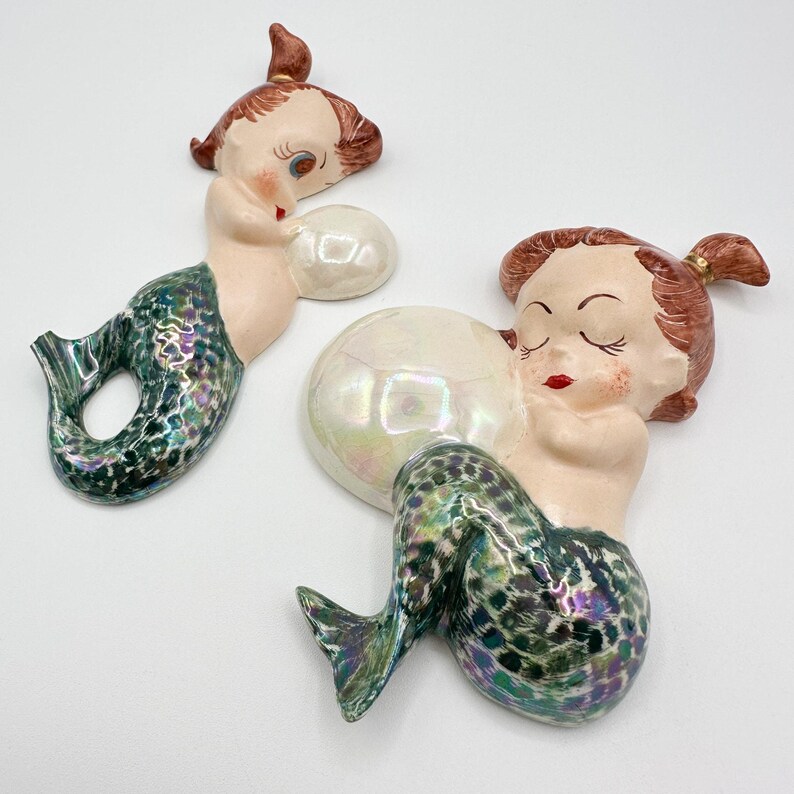 Set of Two Mermaid Wall Plaques Water Babies With Bubbles - Etsy