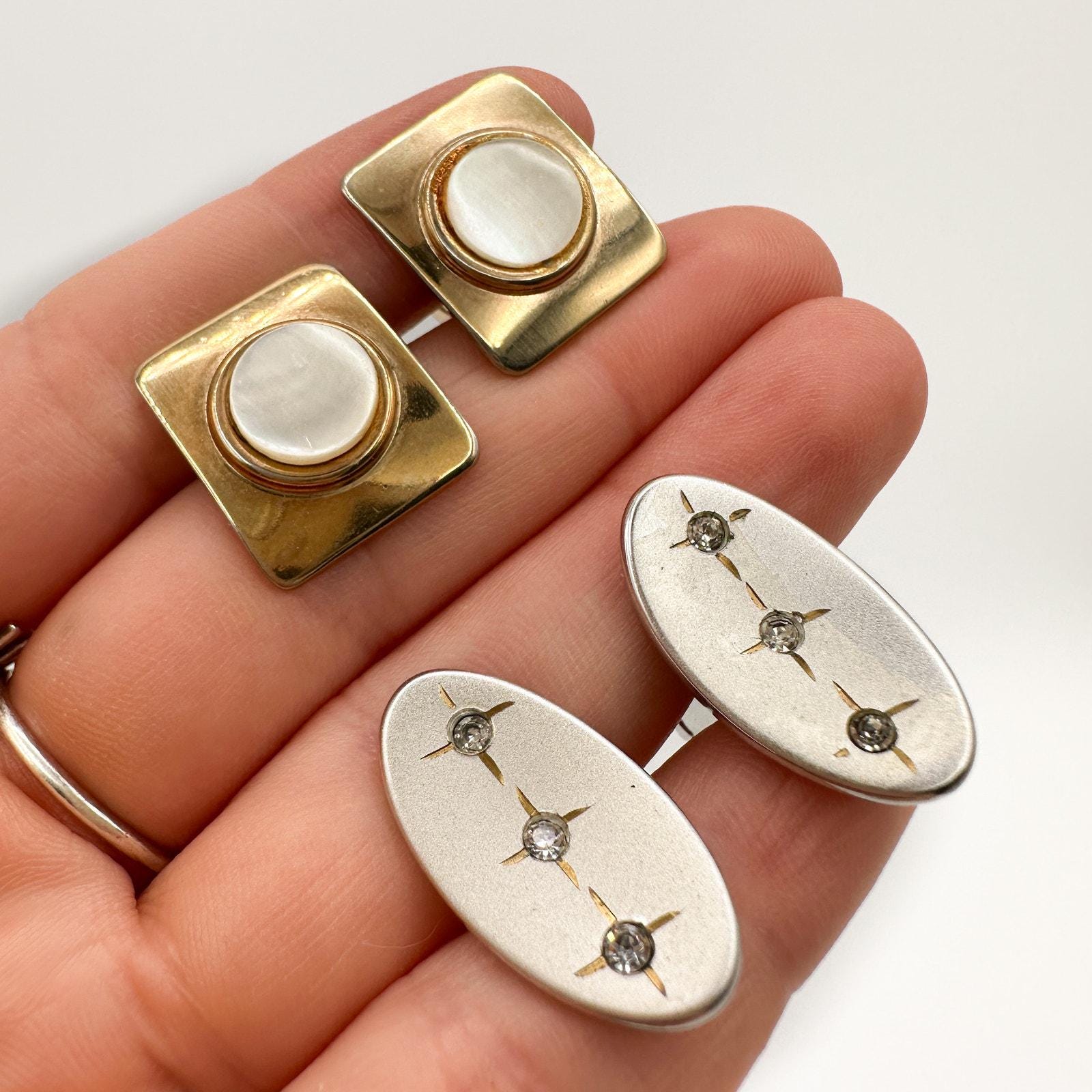 Vintage Cufflinks Lot of Five Pairs Mid Century Modern Gold Silver Tone ...