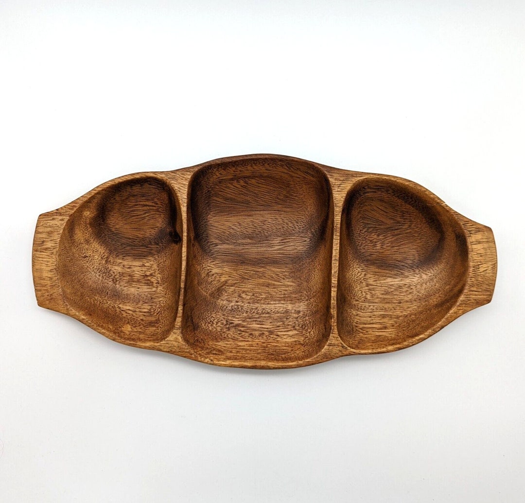 Leilani Monkey Pod Wood Tray Hand Crafted Three Parts Mid Century ...