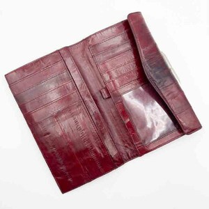 Vintage Eel Skin Wallet 80s Burgundy Korean? Trifold Checkbook CC Coin ...