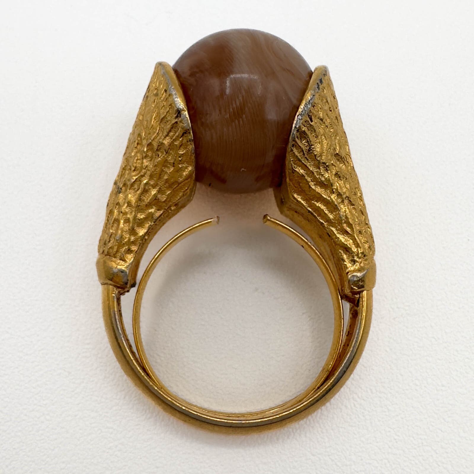 1960s Jewels by Trifari Cocktail Statement Ring Gold Tone Tension Set ...