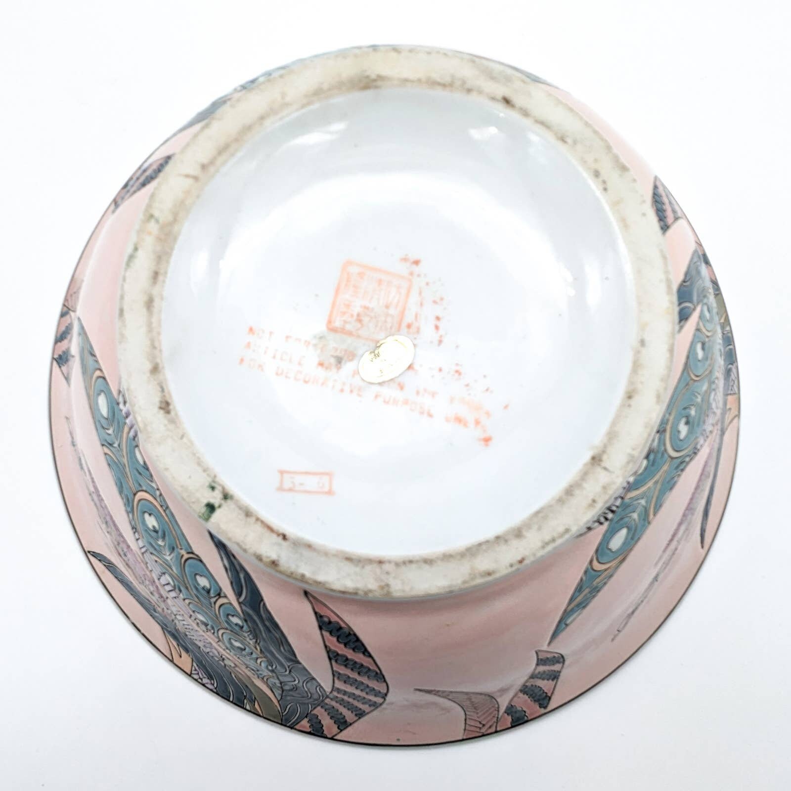 Vintage HFP Macau Hand Painted Console Set Bowl/pair Candlesticks ...
