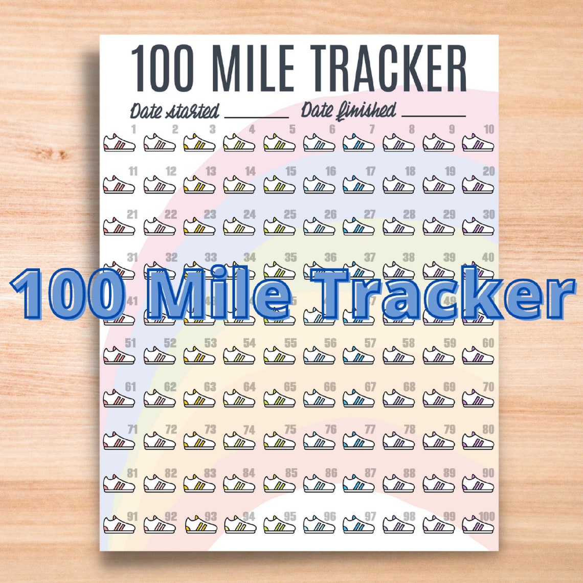 100 Mile Walking/running Challenge Tracker, Printable, Workout Tracker ...