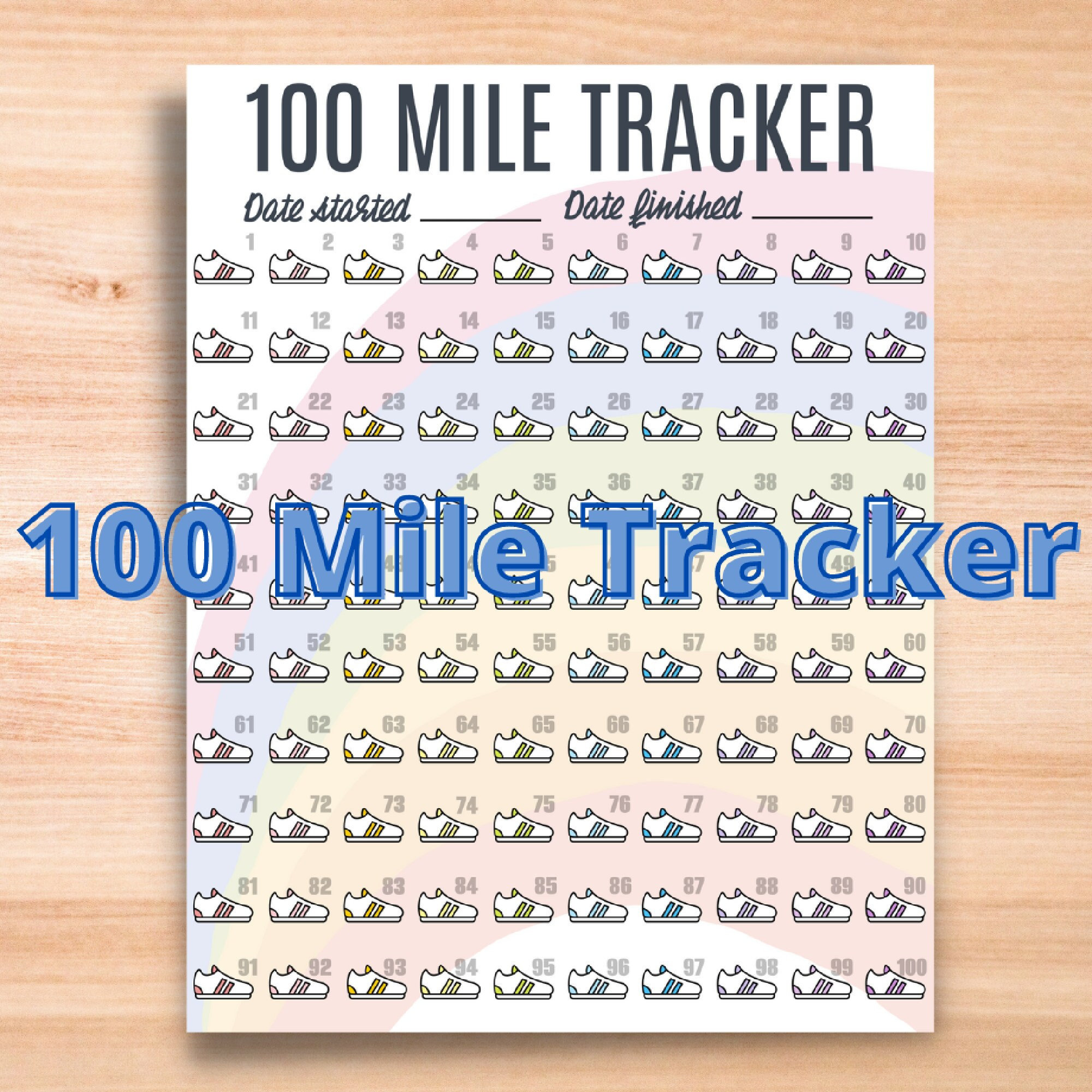 100 Mile Walking/running Challenge Tracker, Printable, Workout Tracker ...
