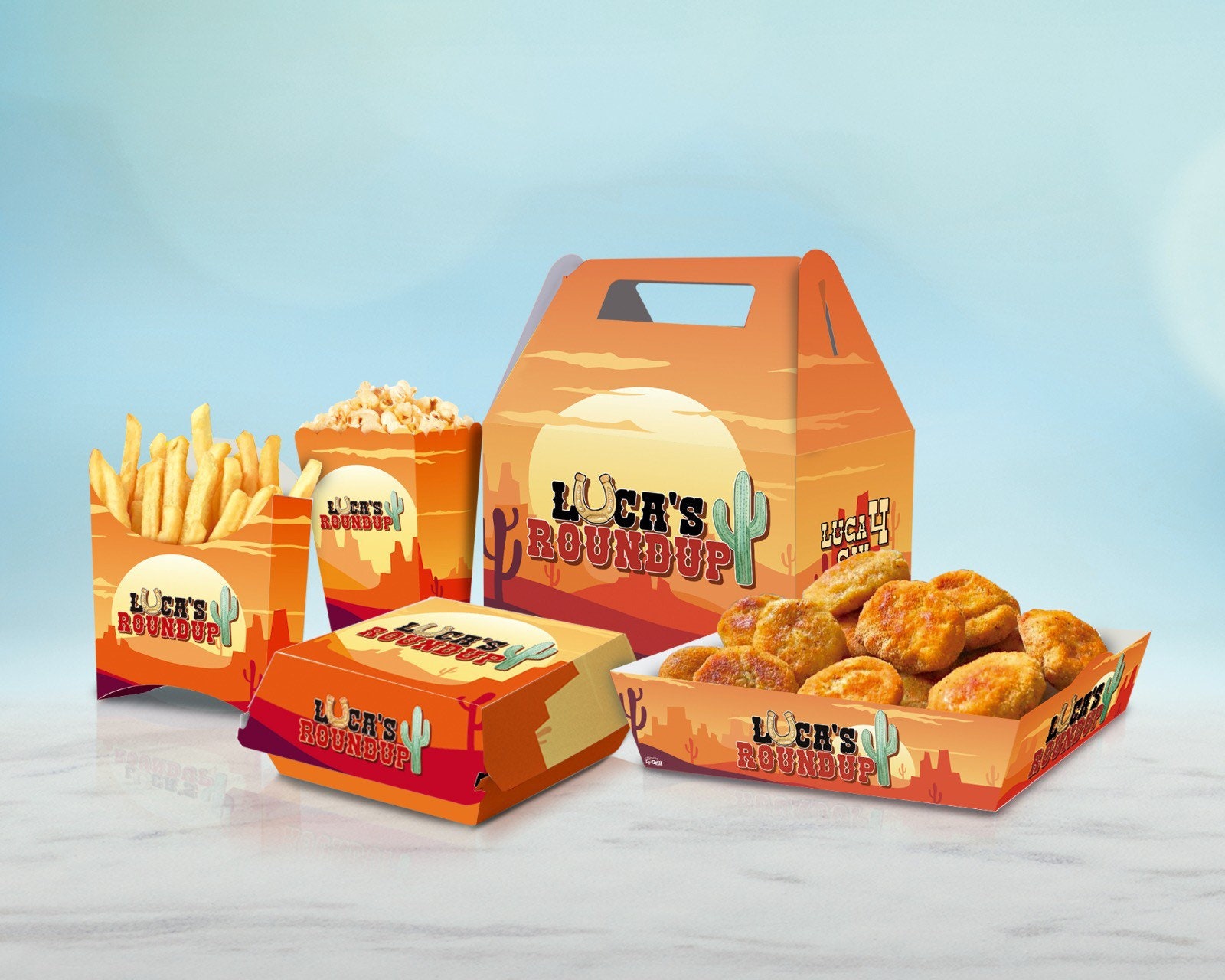 Western Cowboy Party Theme Gable Box and Food Boxes ||| Nugget Trays ...