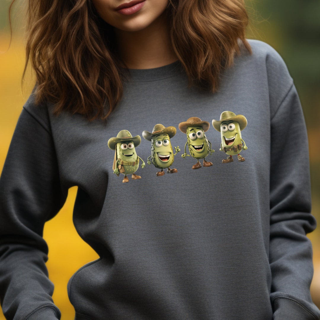 Cute Western Cowboy Pickle Crewneck Sweatshirt, Trendy Pickle ...