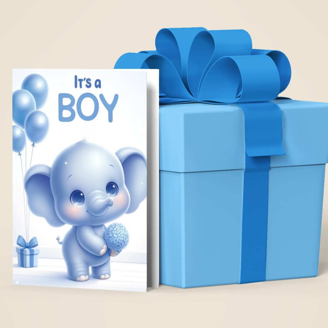 Blue Its a Boy Gender Reveal Unfolded Cards With Envelopes, Blue Baby ...