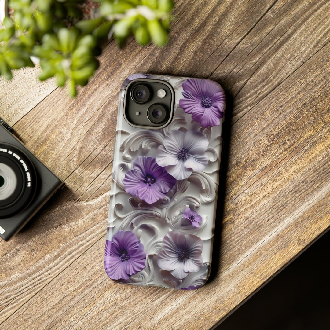 3D Purple Flower Cardone Pannelli Design Tough Case , iPhone 15 14 13 ...