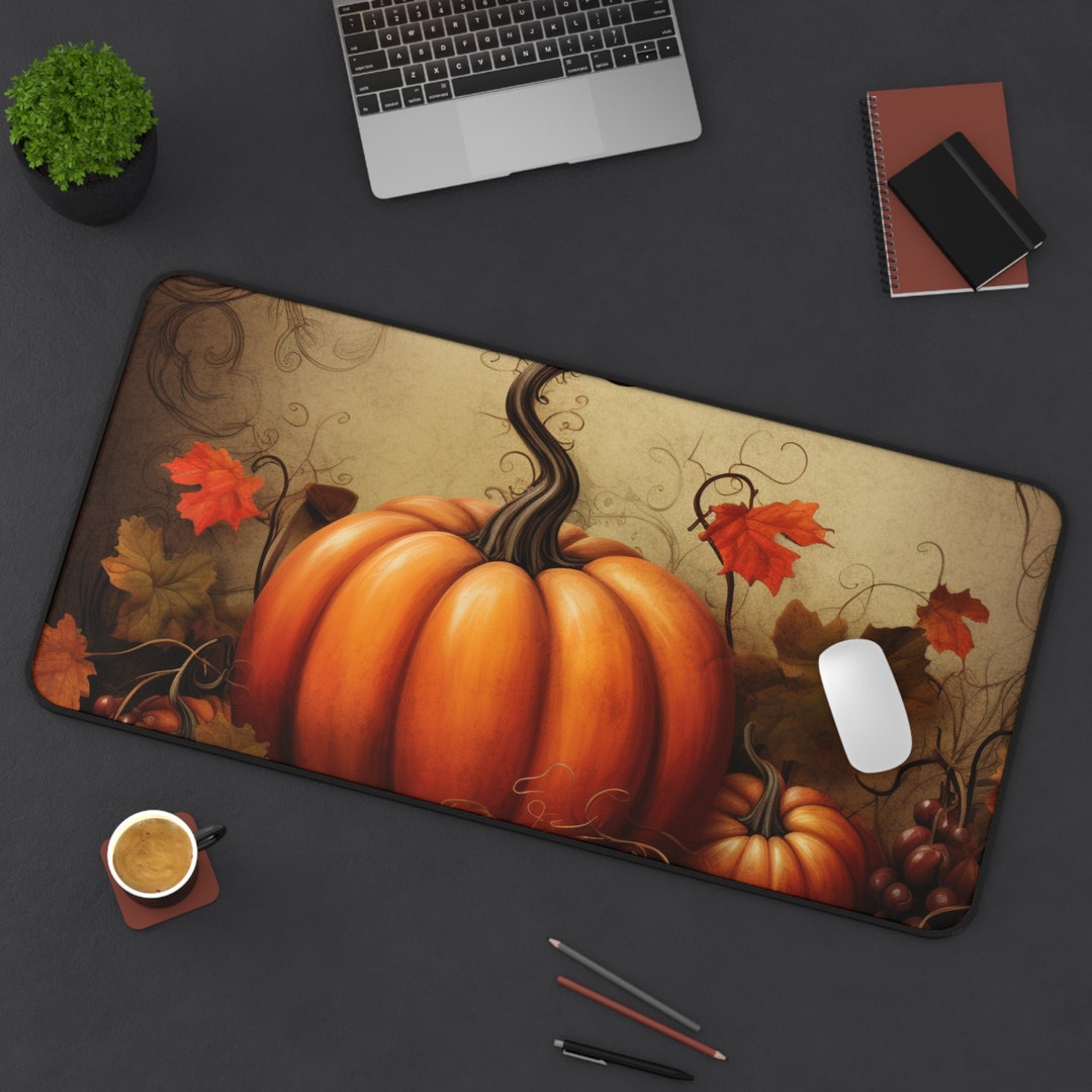 Autumn Pumpkin Desk Mat for Home Office, Trendy Large Work Pad, Unique ...